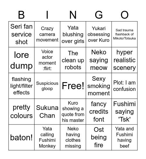 K-Project Bingo Card