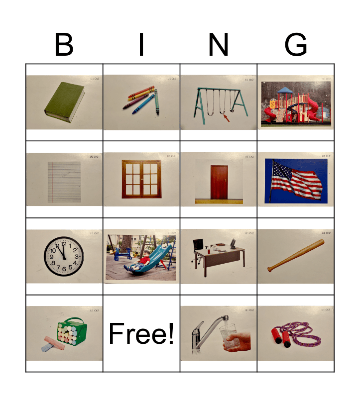 My School - Lesson 3 Bingo Card