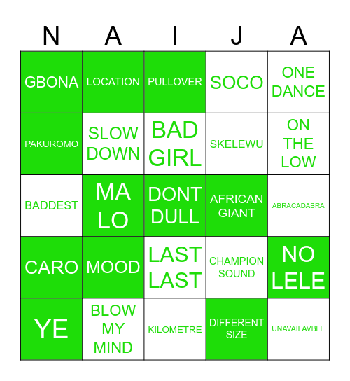 ViBINGO 64 - Round 1 Bingo Card