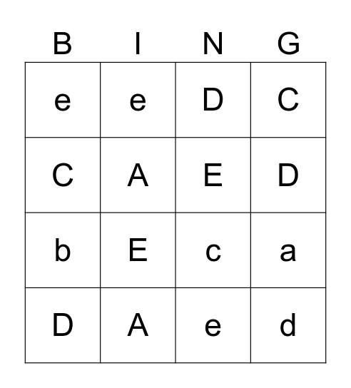 LETTER BINGO Card