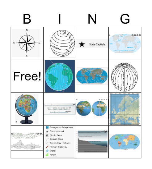 Map Features Bingo Card