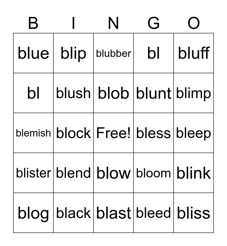 BL Blend Bingo Card