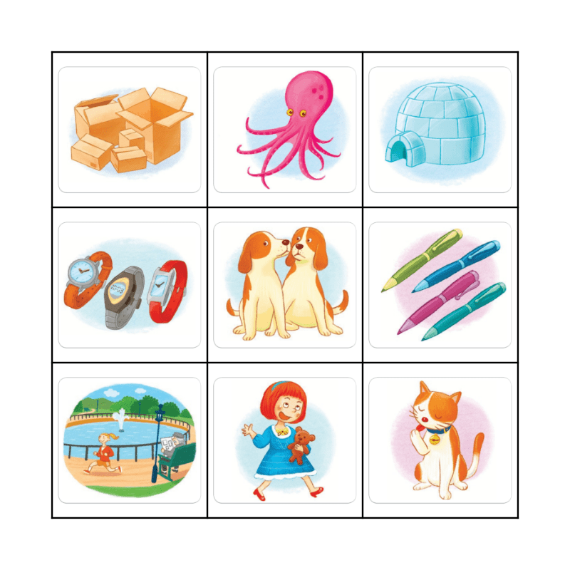 Plural vs Singular Bingo Card