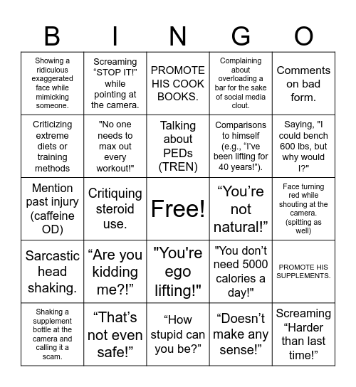 Greg Doucette Bingo Chart Bingo Card