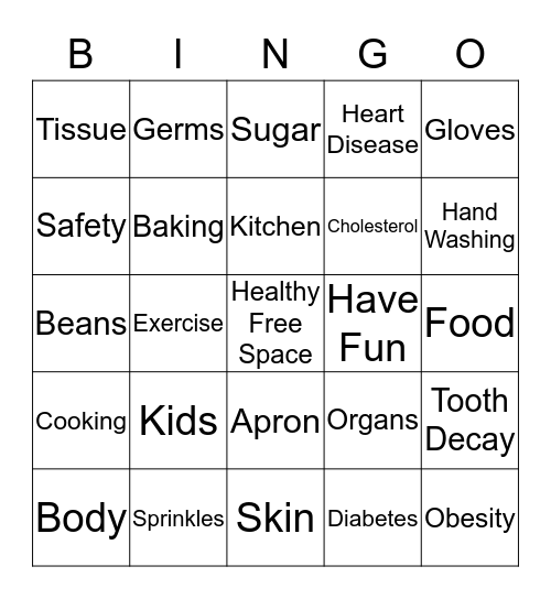 Healthy Eating Bingo Card