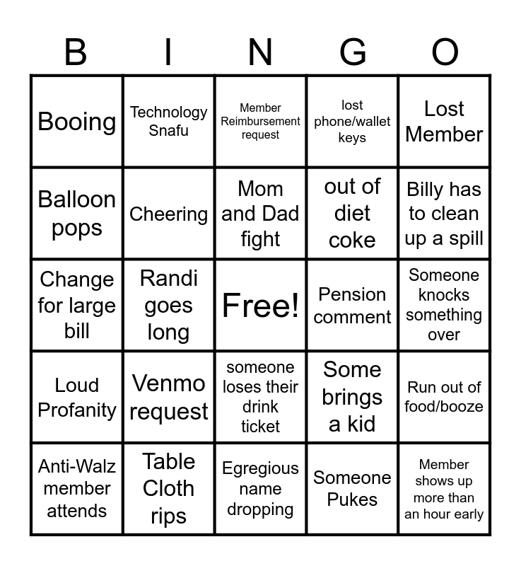 Walz Watch Party Bingo Card