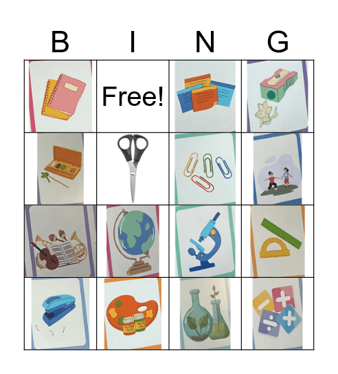 School vocabulary Bingo Card