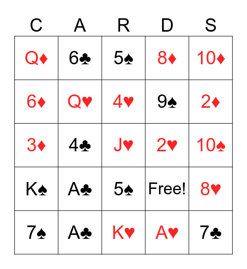 Playing Cards Bingo Card