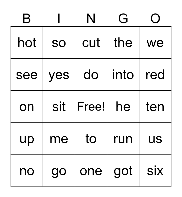 Sight work list 3 & 4 Bingo Card