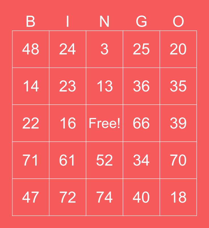The Welcoming Center Bingo Card