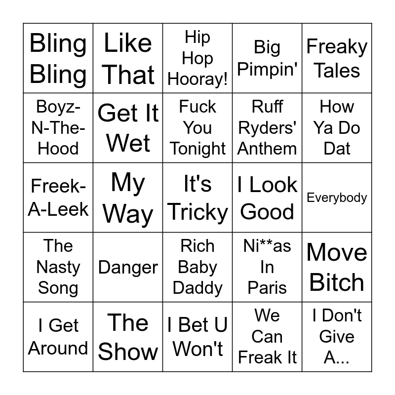 VIBE BINGO HIP HOP Bingo Card