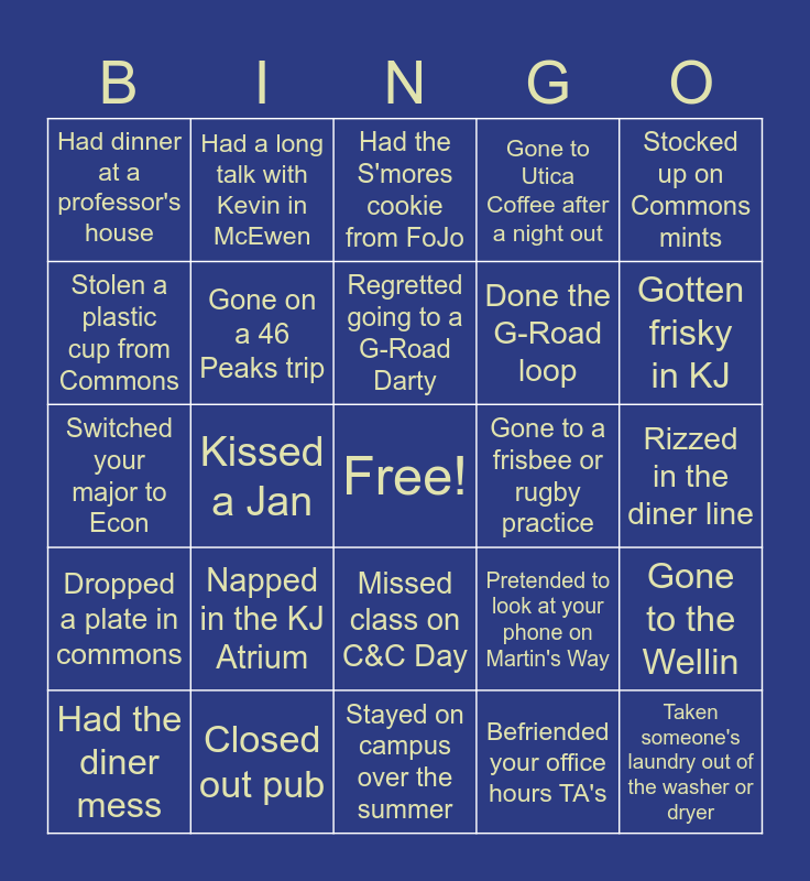 HAMILTON BINGO Card