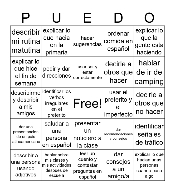 Yo Bingo Card