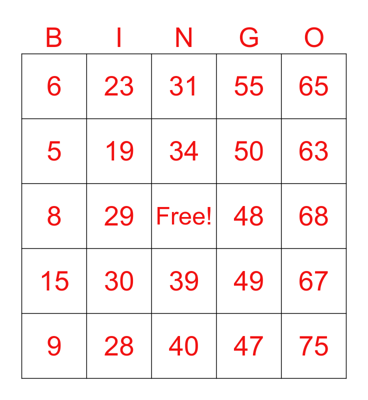 Bucs Day Bingo Card