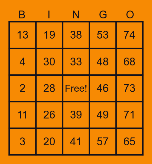 Traditional Bingo Card