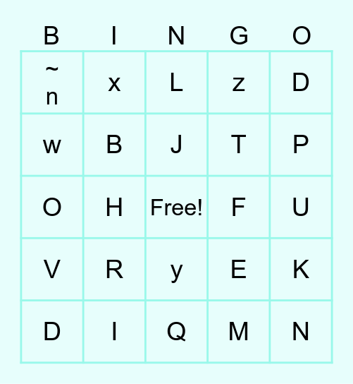 Spanish alphabet Bingo Card