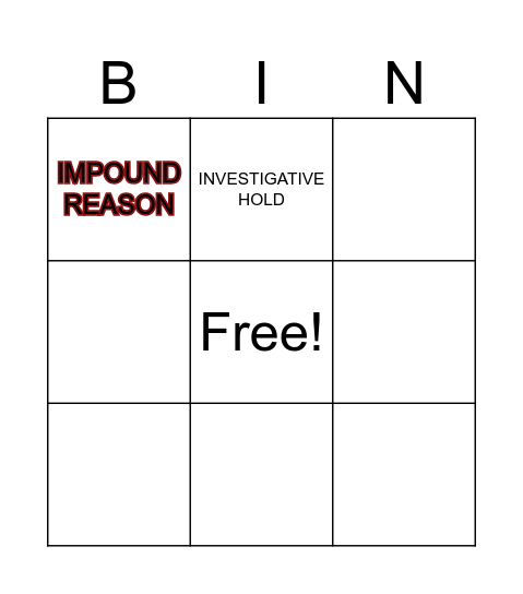 AUTO POUND Bingo Card