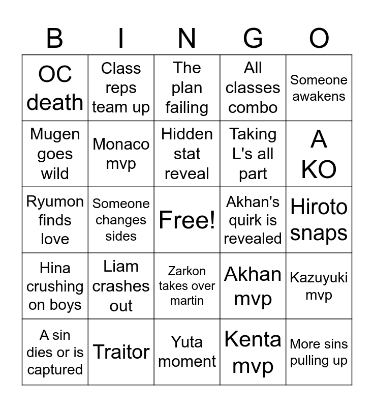 Part 6 Bingo Card