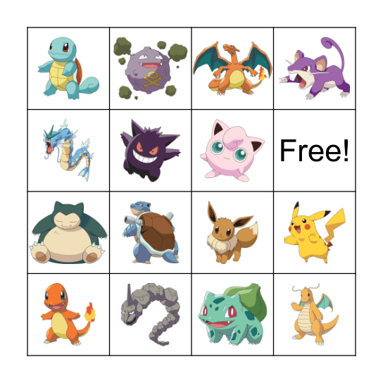 Pokémon Bingo Card