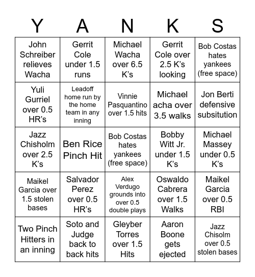 Oren Bingo Card