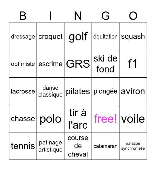 bingo sports de bourgeois Bingo Card