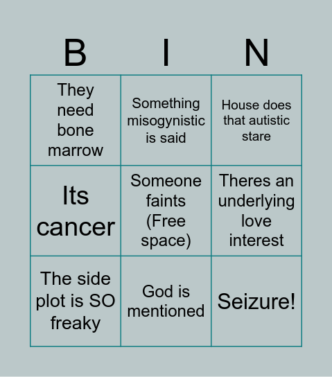 House MD Episode Bingo! Bingo Card