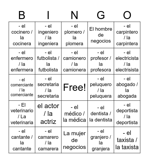 ¿Qué quieres ser? Bingo Card
