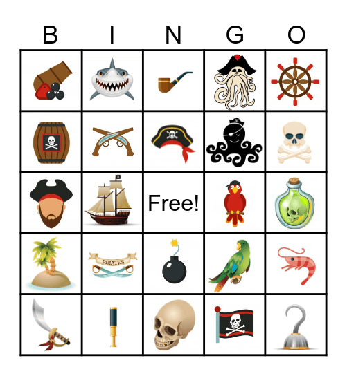 Pirate Bingo Card