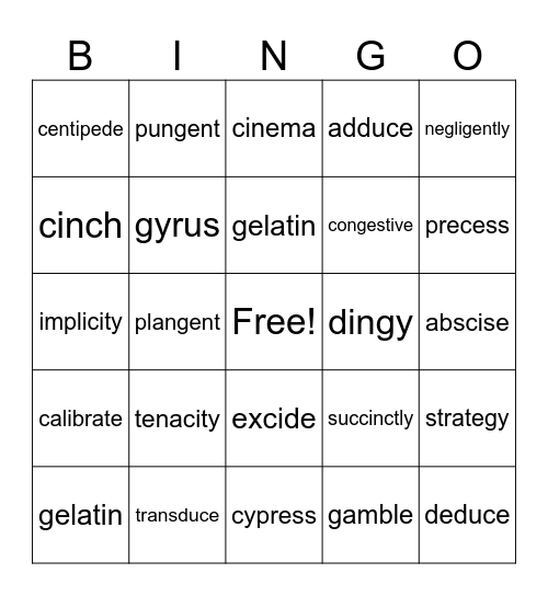 Soft C & G rule Bingo Card