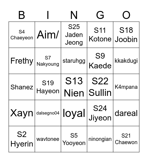 TRIPLE S Bingo Card