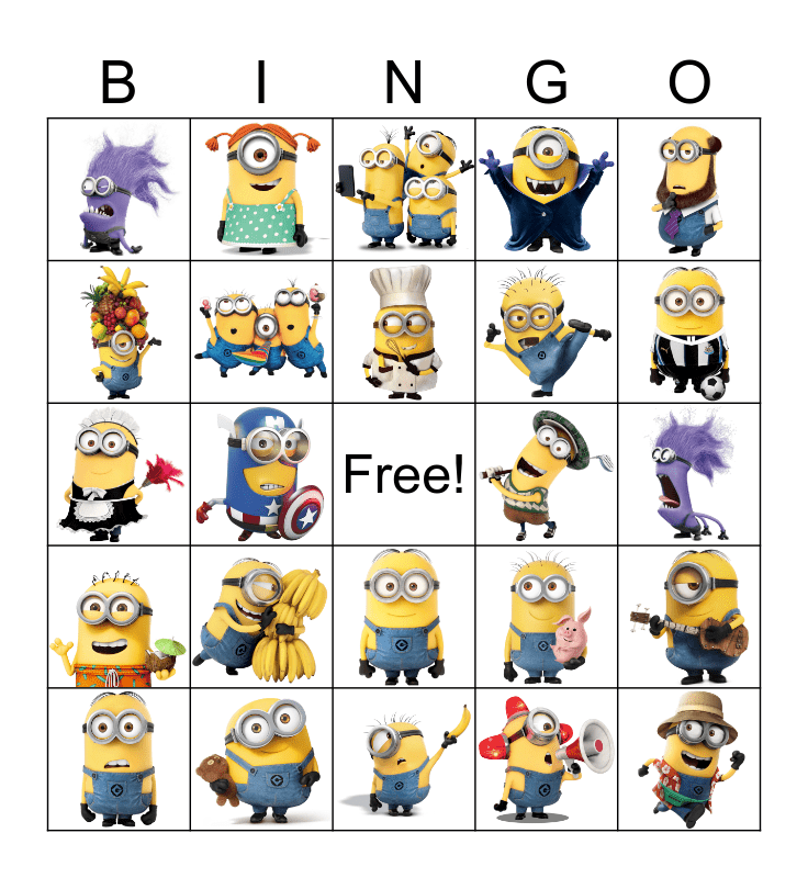 Minion Bingo Card
