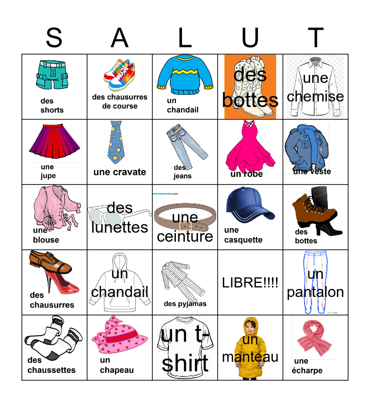 Les vêtements ELES Bingo Card