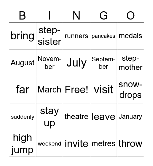 3a Lesson 7-10 Bingo Card