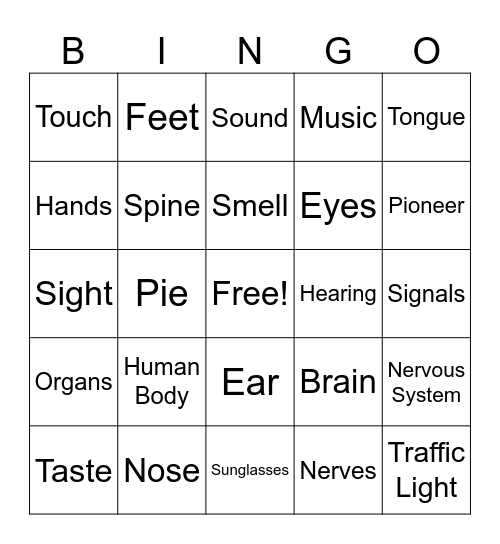 Human Body Bingo Card
