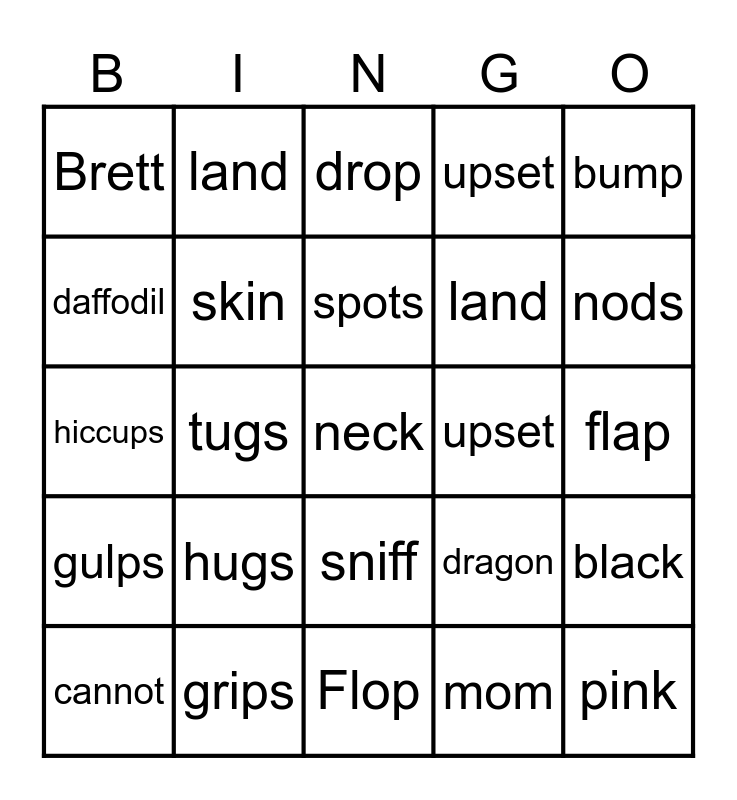 Brett's Dragon Bingo Card