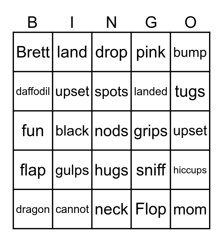 Brett's Dragon Bingo Card