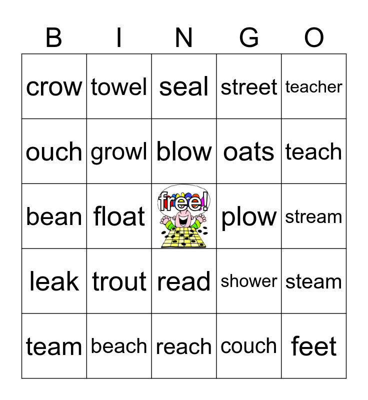 Vowel Team Bingo! Bingo Card