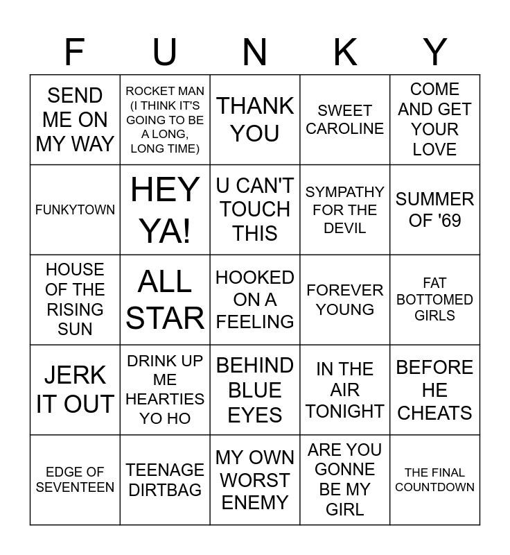 THROWBACK SHENANIGANS Bingo Card