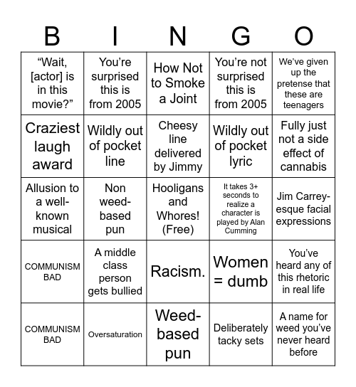 Reefer Madness! Bingo Card
