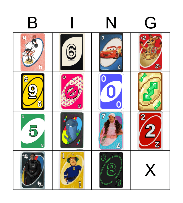 Uno Bingo Card
