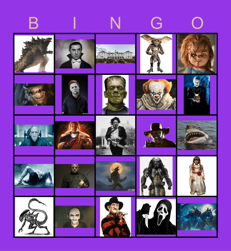 SCARY MOVIE MONSTER BINGO Card