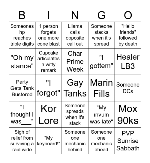 Kori Group Bingo Card