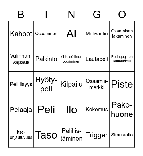 Pelit Bingo Card