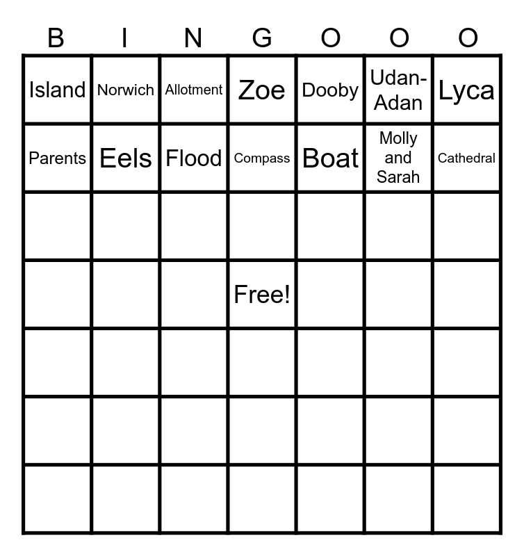WONDERLAND BINGO Card