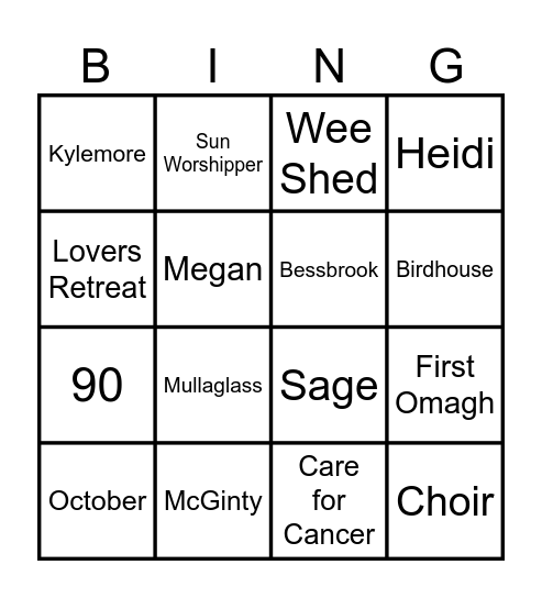 Granda's 90th Bingo Card