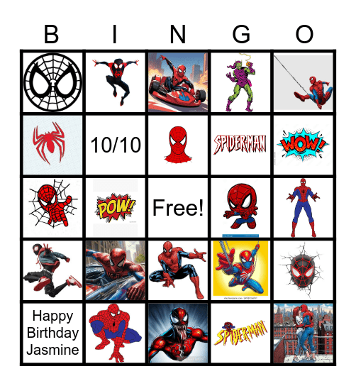 Spiderman Bingo Card
