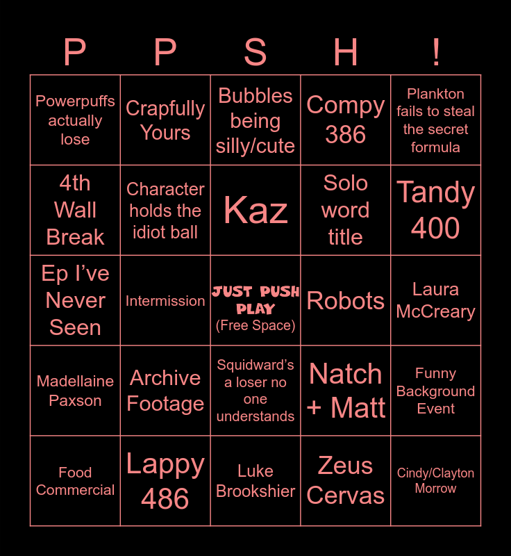 PPSH Bingo! Bingo Card