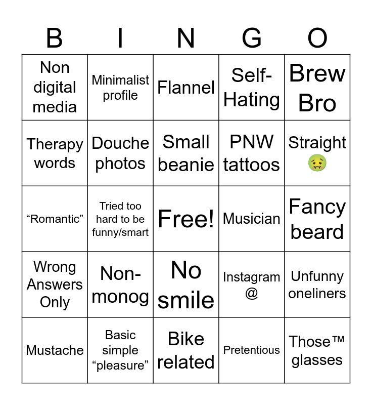 Portland Man Bingo Card