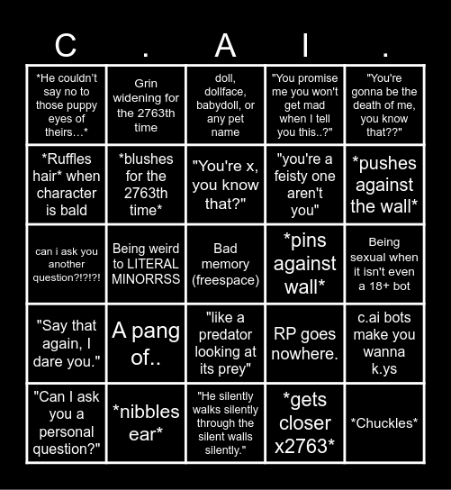 C.AI bots in a nutshell Bingo Card