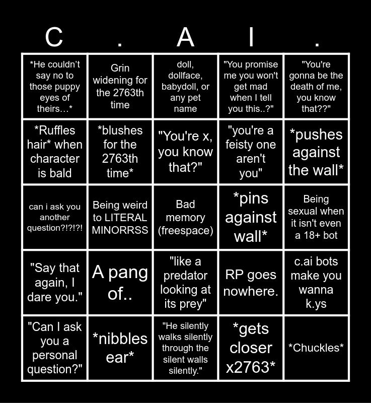 C.AI bots in a nutshell Bingo Card